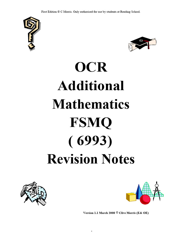 Additional Maths Revision Notes Pdf Trigonometry Trigonometric Functions