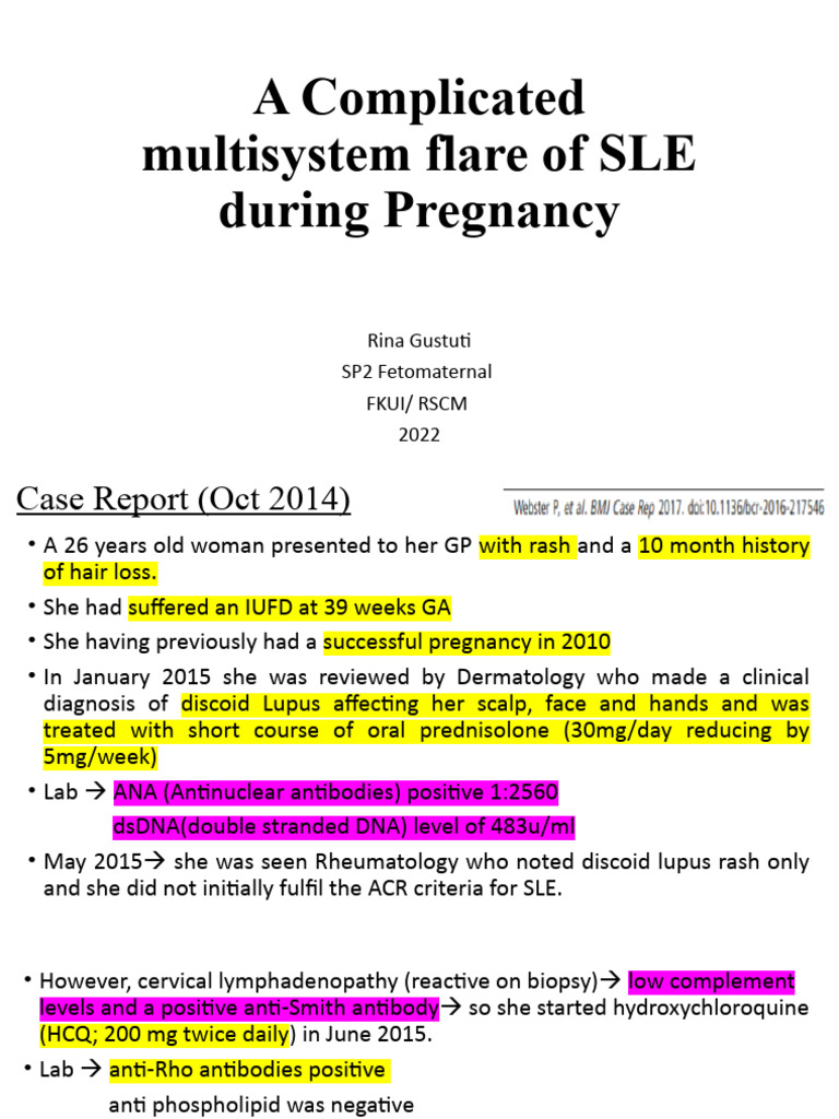 A Complicated Multysistem of Flare in SLE During Pregnancy | PDF ...