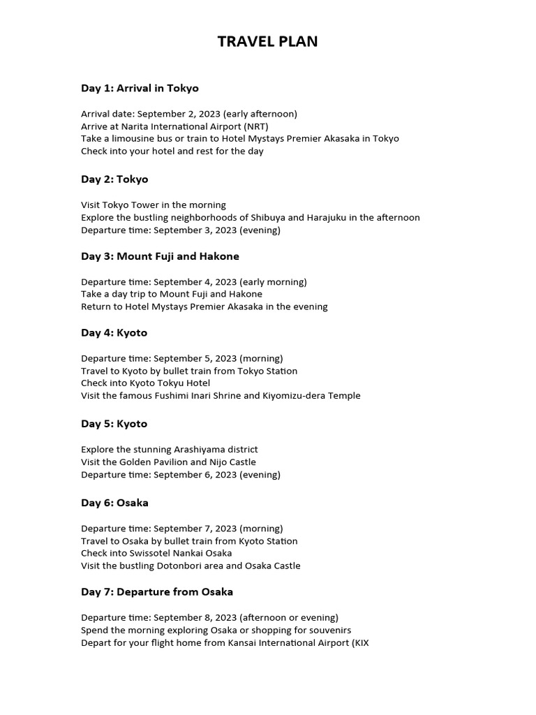 Japan Travel Plan | PDF