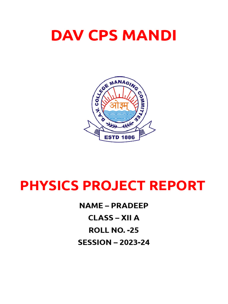 Dav Cps Mandi: Physics Project Report | PDF