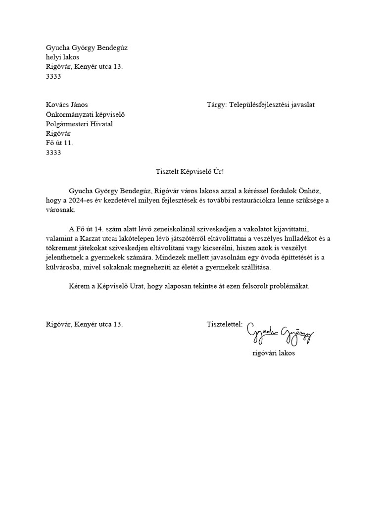 Hivatalos Levél | PDF