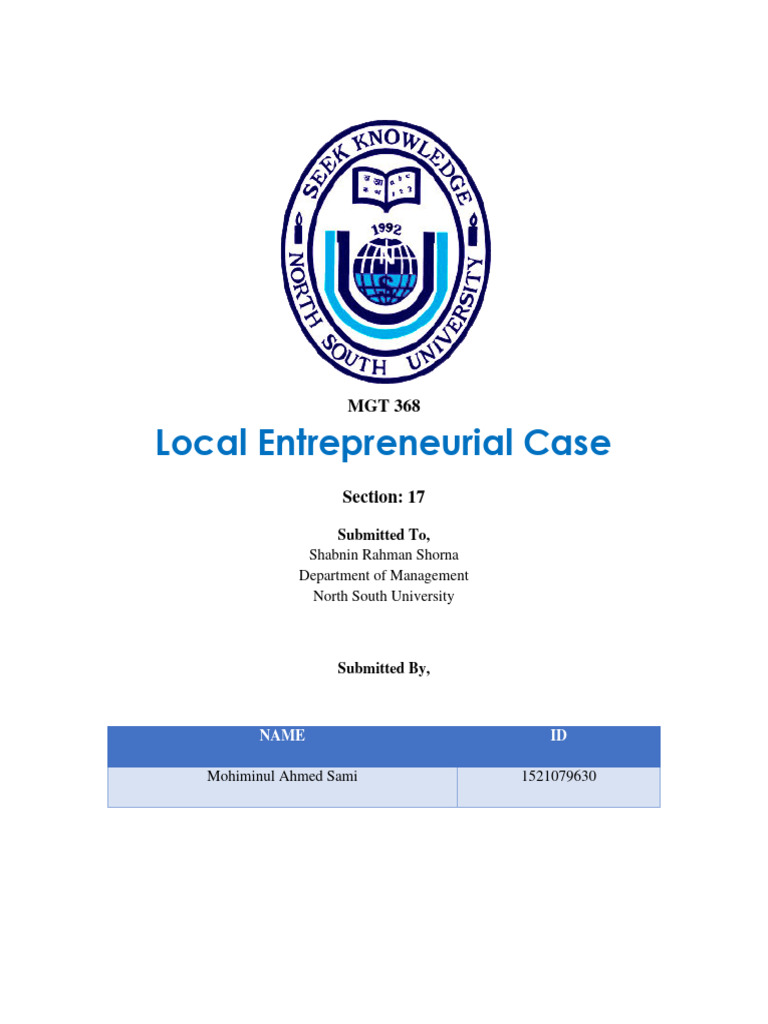 MGT 368 - Local Entrepreneur Case - Mohiminul Ahmed Sami - 1521079630 | PDF | Spice | Economies
