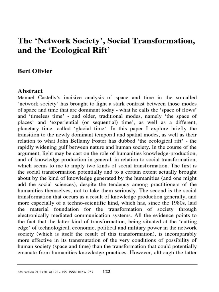 The Network Society', Social Transformation, and The Ecological Rift ...