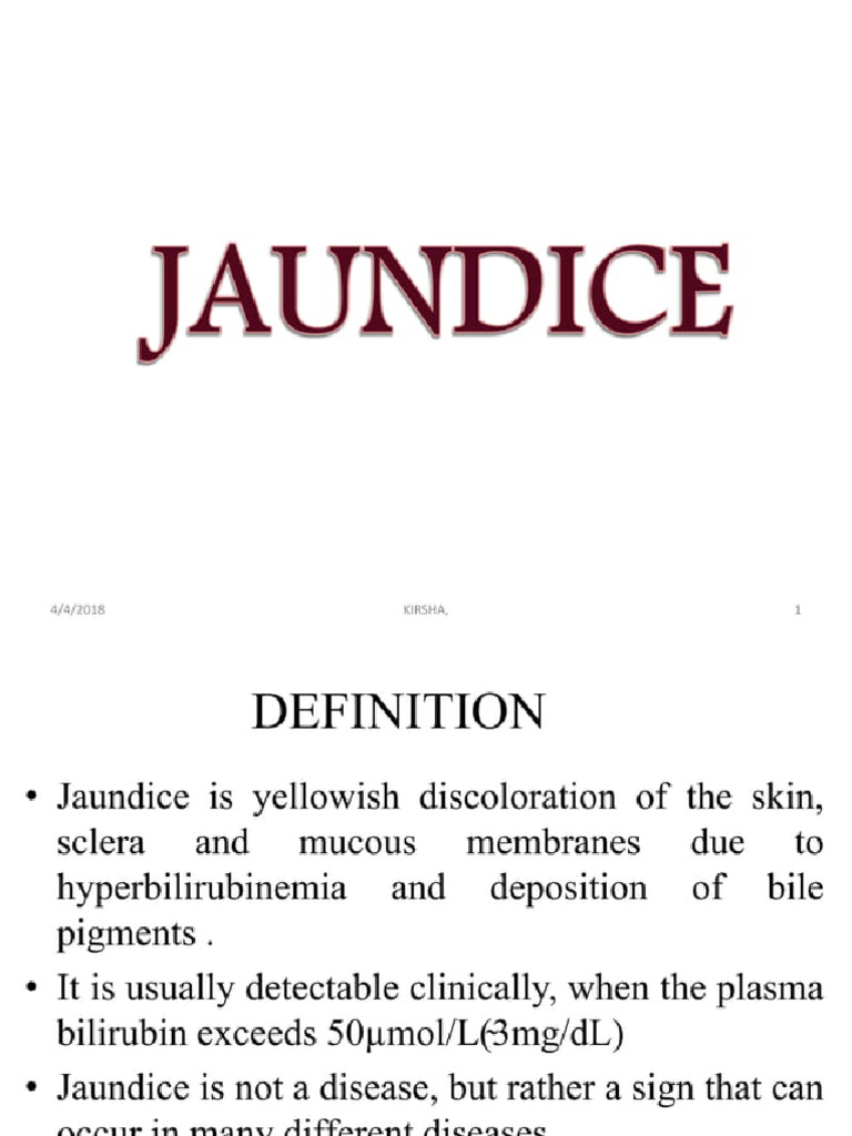 Jaundice PPT For Physiologu | PDF