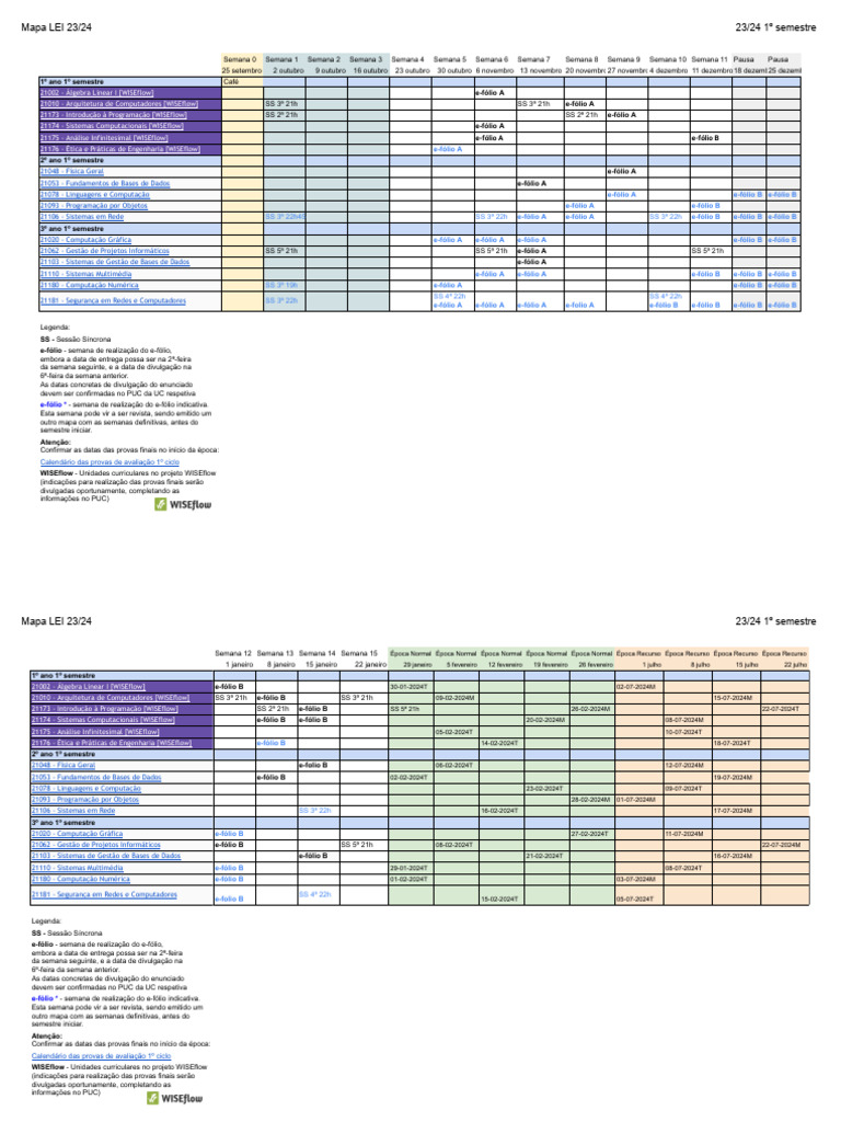 Calendário LEI 23/24 1º Semestre | PDF | Rede de computadores | Ciência ...