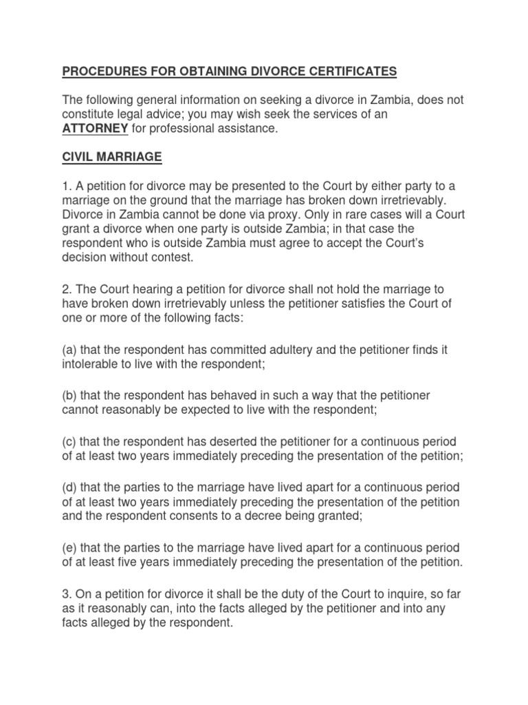 Procedures For Divorce Certificate | PDF Procedures For Divorce Certificate | PDF