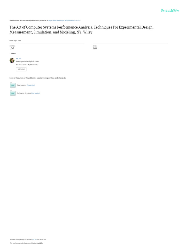 The Art of Computer Systems Performance Analysis: Techniques For ...