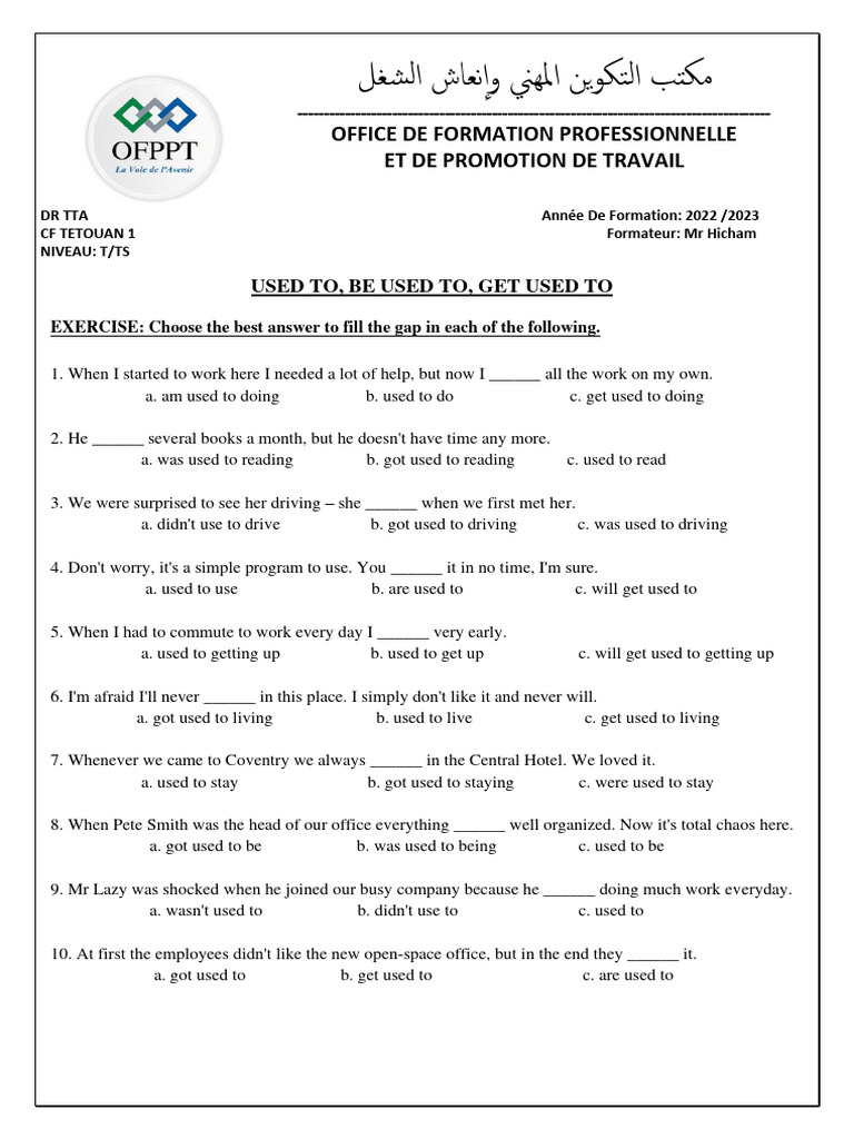 Used To Be Used To Get Used To (Grammar) | PDF