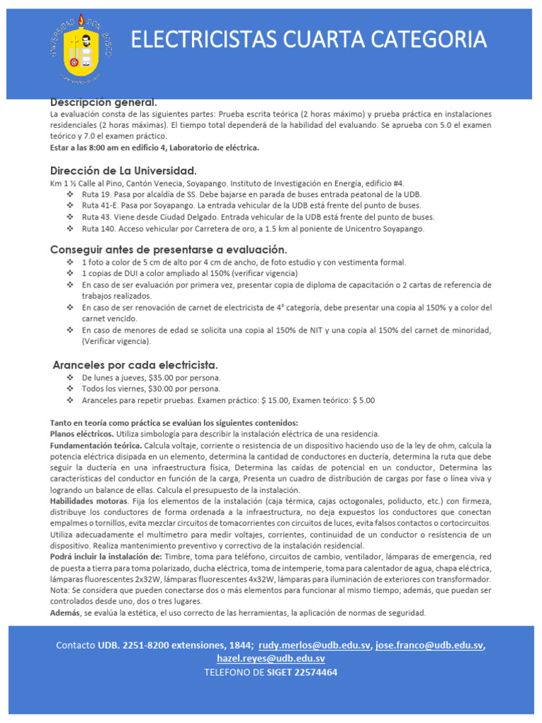 Electricistas Cuarta Categoria | PDF