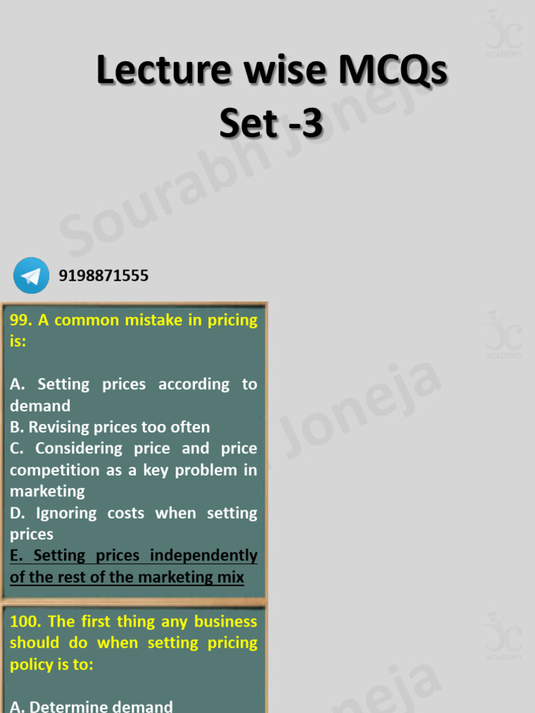 Lecture Wise MCQ Set 3 - 24303097 - 2023 - 10 - 20 - 23 - 10 - Removed | PDF | Pricing | Power ...