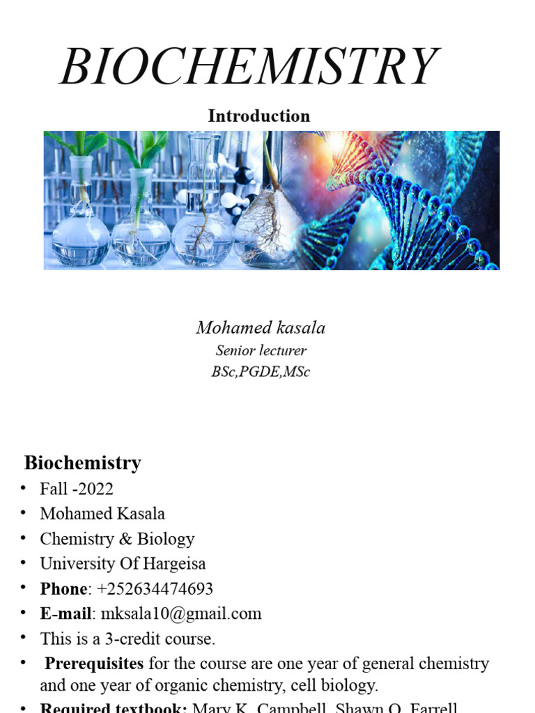 Biochemistry Course Overview and Objectives | PDF | Chemistry ...