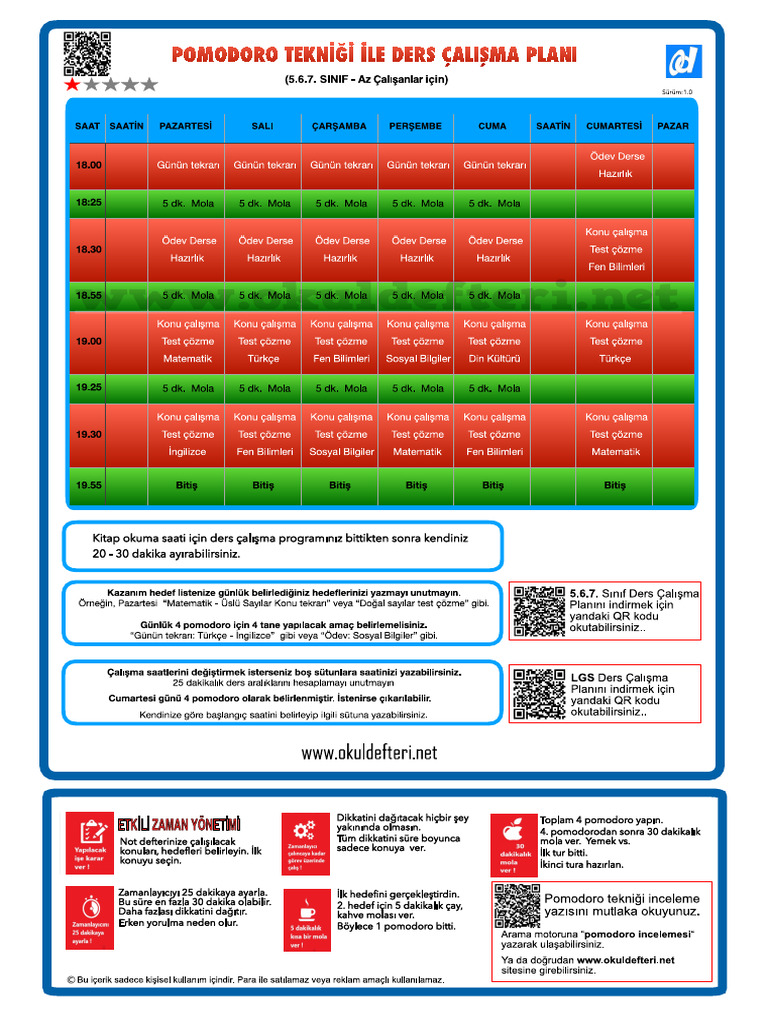1 Yıldız 567. Sınıf 5 Yıldız 567. Sınıf Pomodoro Tekniği Ile Ders ...
