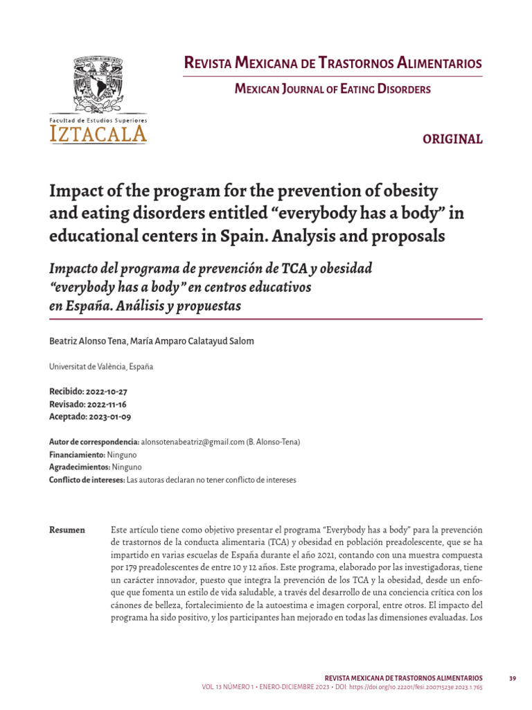 Impacto del programa "Everybody has a body" | PDF | Ciencias sociales ...