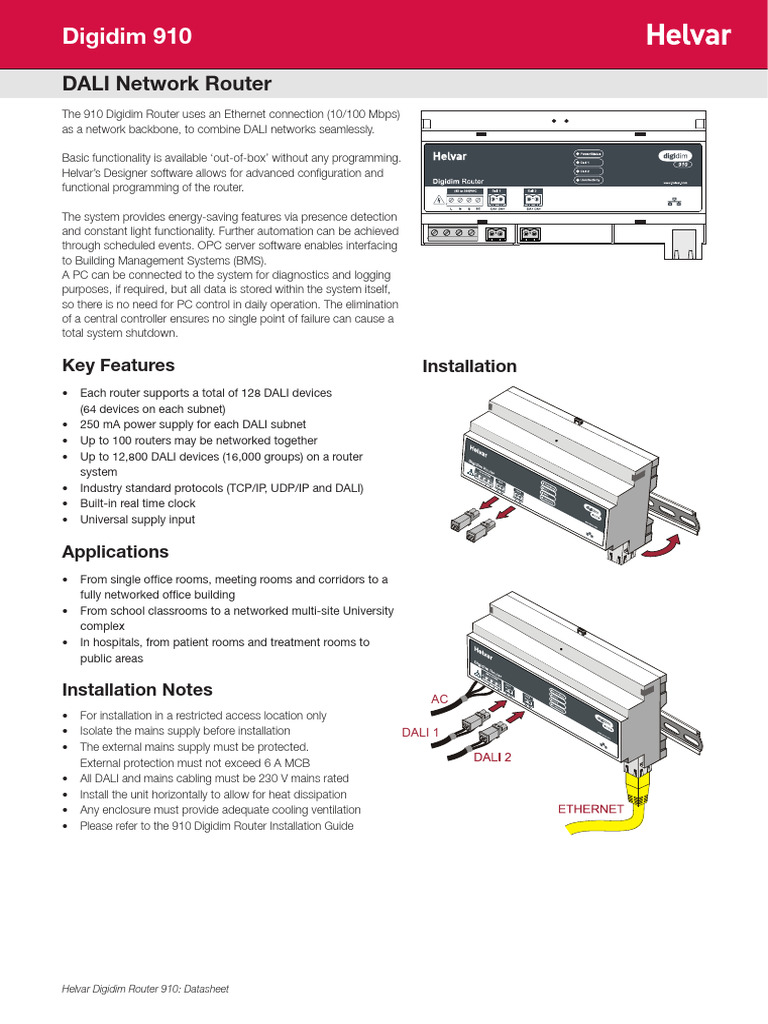 Digidim 910 DALI Network Router Guide | PDF | Computer Network | Router ...
