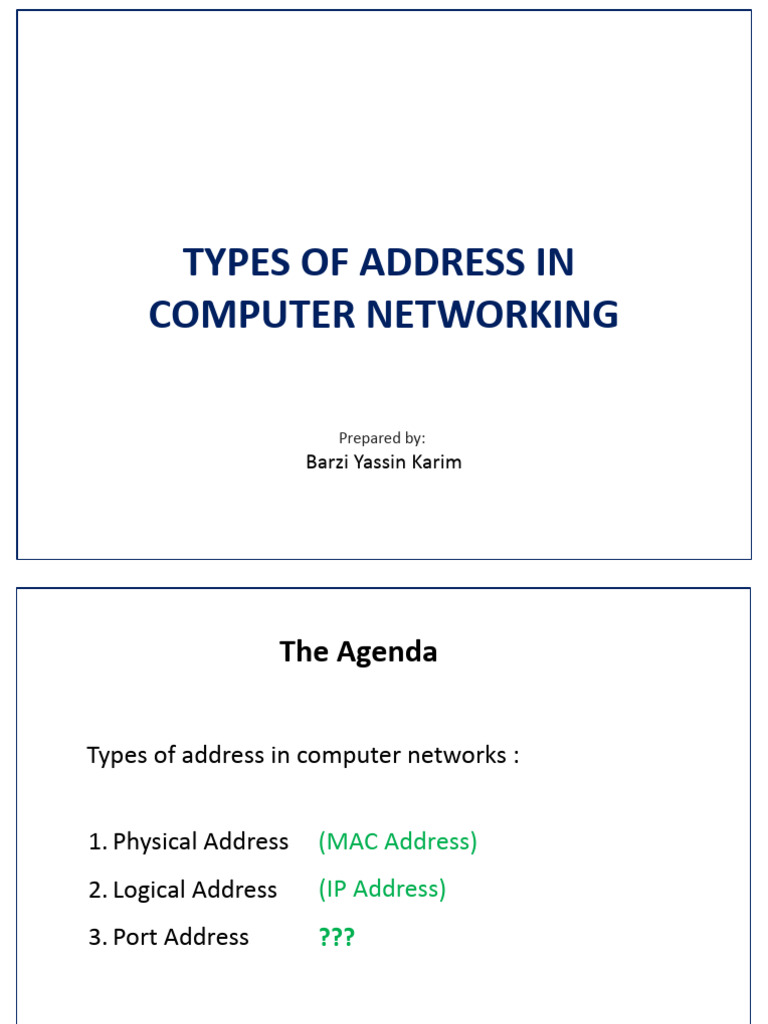 Types of Addresses in Computer Netwroks | PDF