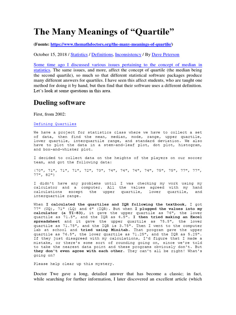 The Many Meanings of Quartile | PDF | Quartile | Quantile