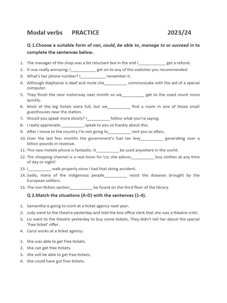 2amodal Verbs Fall, KEY2023 | PDF | Language Arts & Discipline | Art