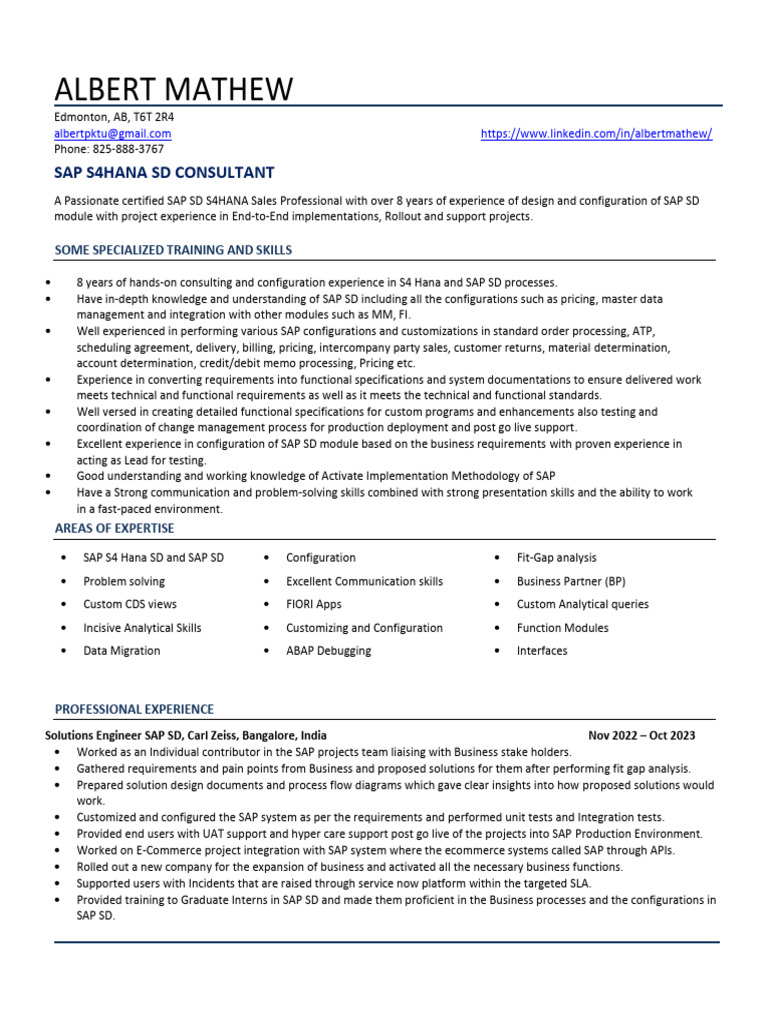 Resume-Albert Mathew | PDF