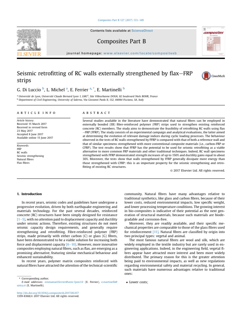 Seismic Retrofitting Of Rc Walls Externally Streng 2017 Composites Part B E Pdf Strength
