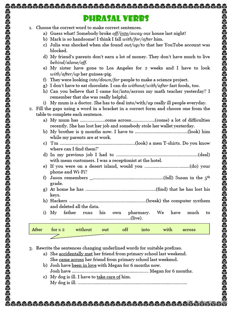 Phrasal Verbs Exercises. | PDF