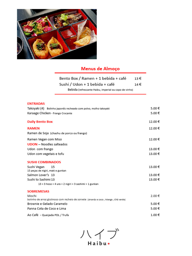 Menu Sushi Haibu | PDF