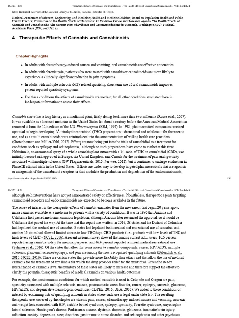 Therapeutic Effects of Cannabis and Cannabinoids - The Health Effects ...