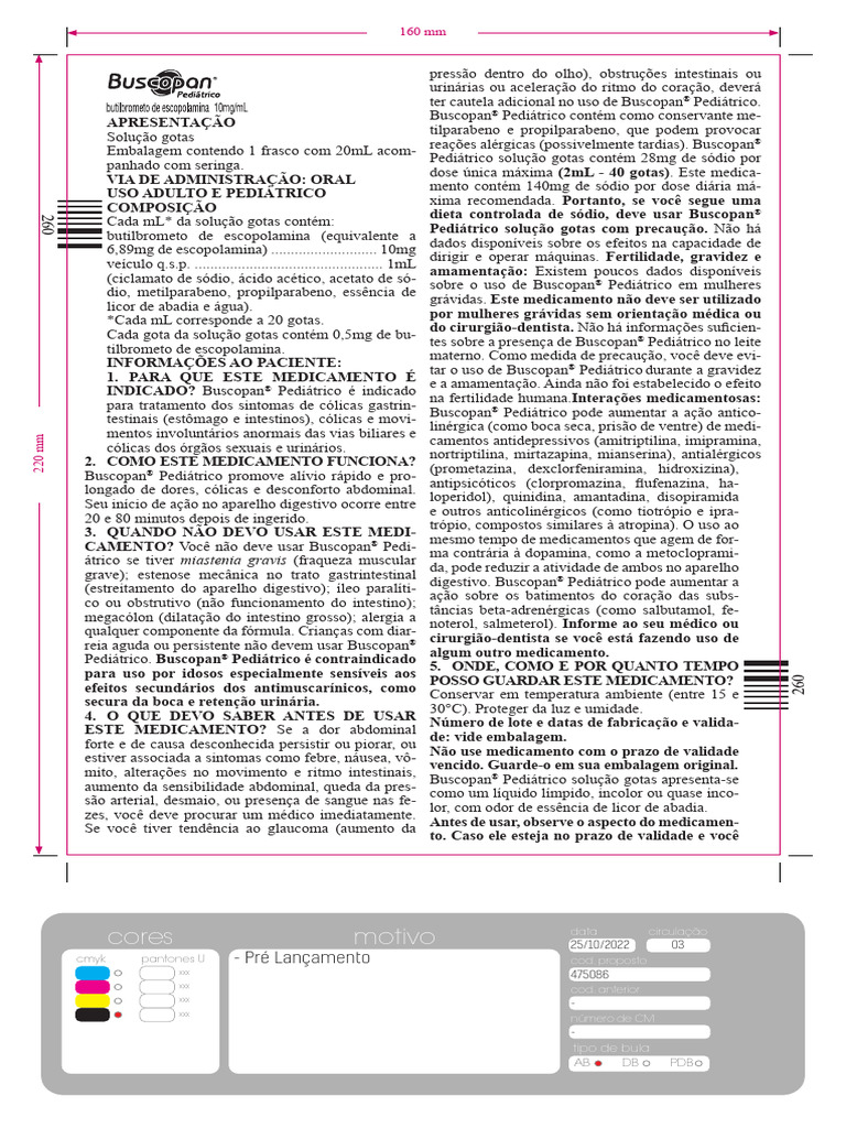 Bula Buscopan Pediatrico | PDF | Gravidez | Sistema digestivo humano