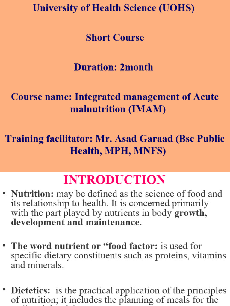 IMAM Short Course | PDF | Nutrients | Fat