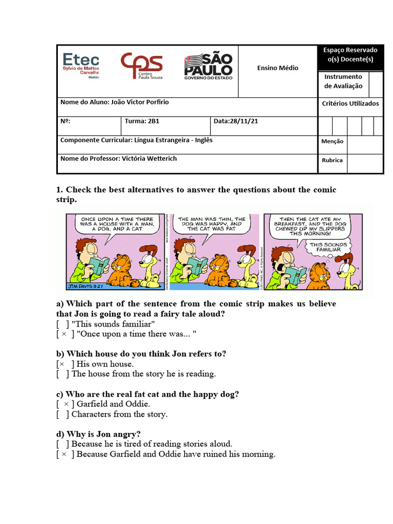 English Comic Strip Analysis | PDF