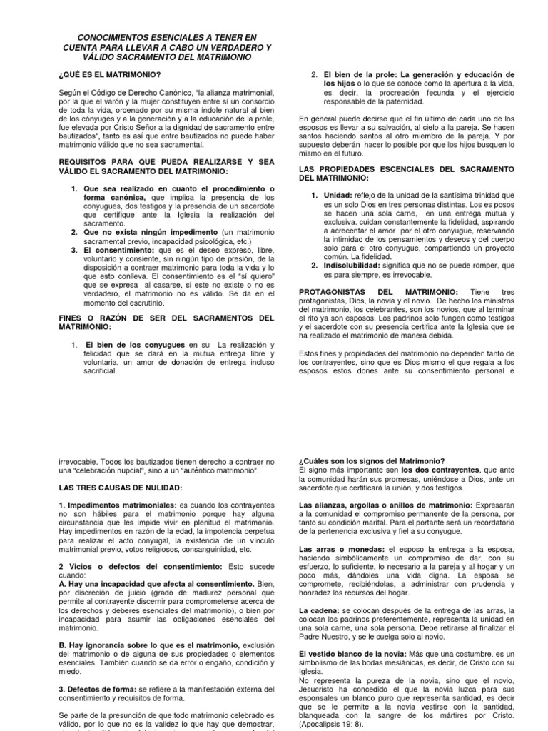 Conocimientos Esenciales para El Sacramento Del Matrimonio | PDF Conocimientos Esenciales para El Sacramento Del Matrimonio | PDF