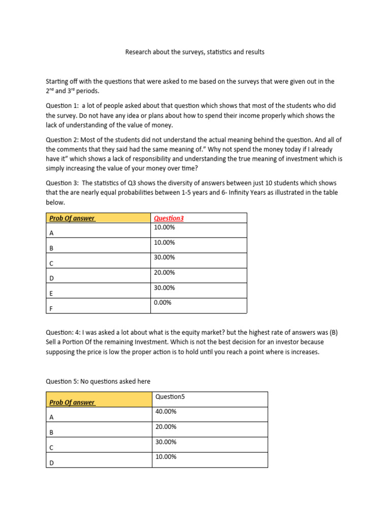 Surveys Report | PDF