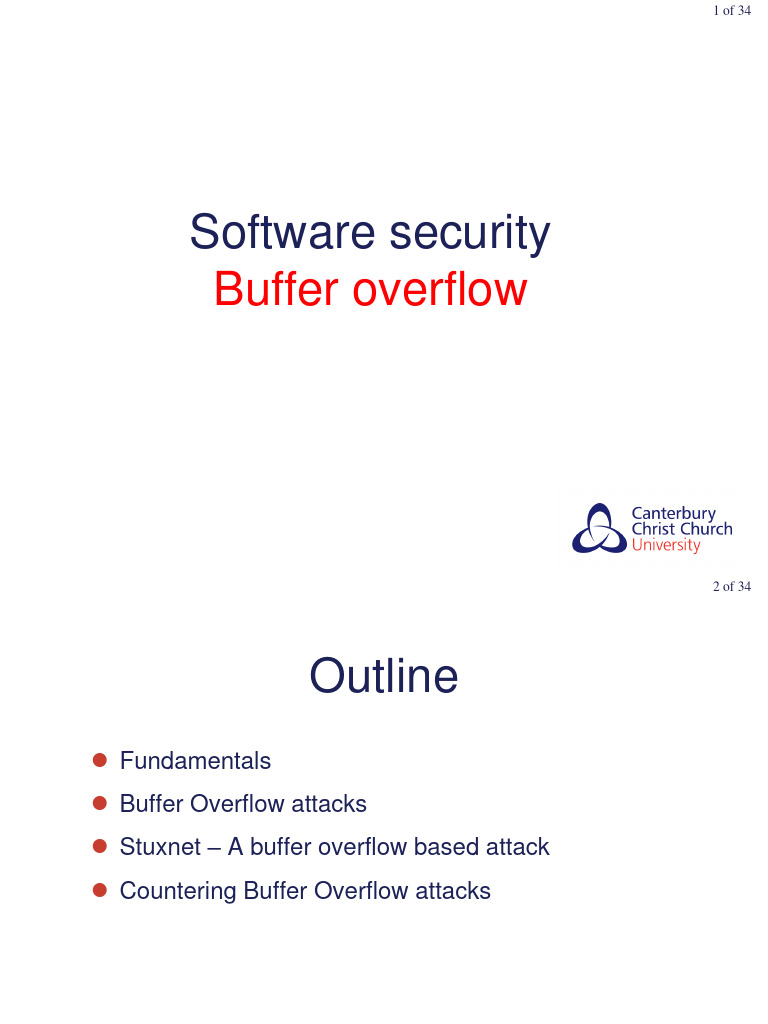 S23U14438 - Lecture 19 - Buffer Overflow | PDF | Security | Computer Security