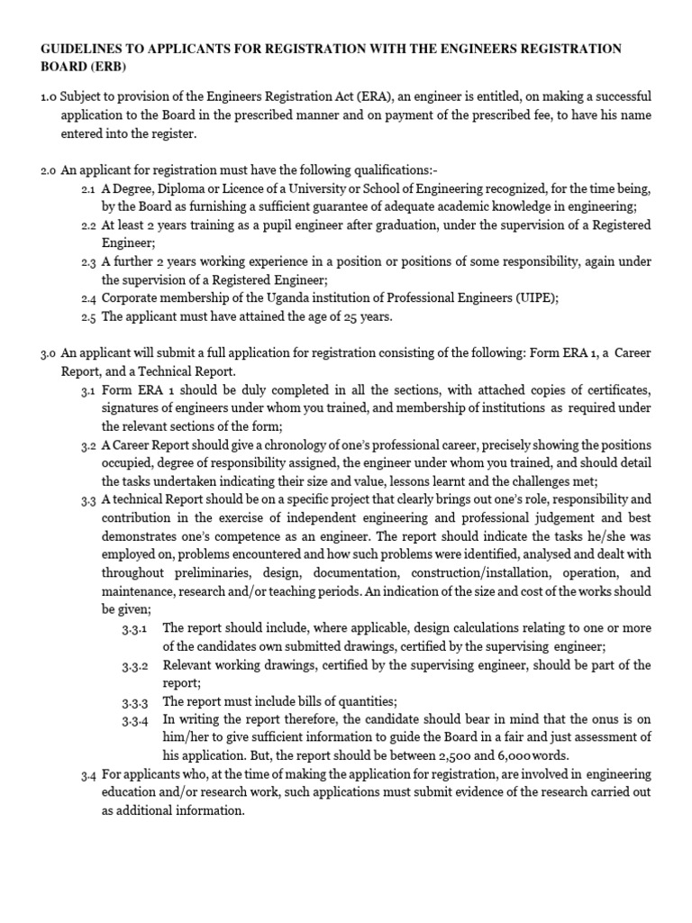 ERB Application Form ERA 1 2016 1 | PDF | Engineer | Academic Degree