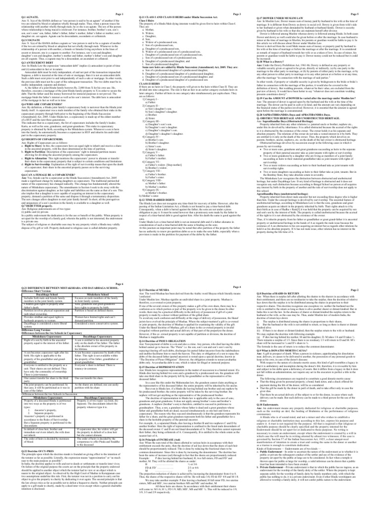Paper IV - Family Law II Micro Both Side Final | PDF | Concurrent Estate | Marriage