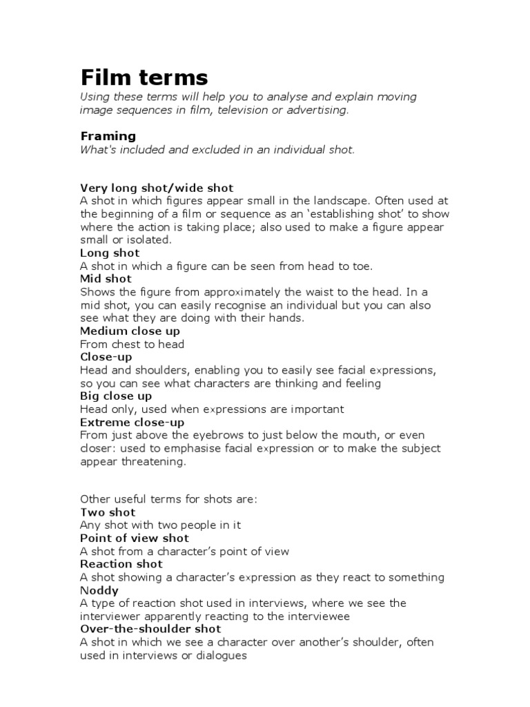 Film Terms | PDF | Camera Lens | Close Up