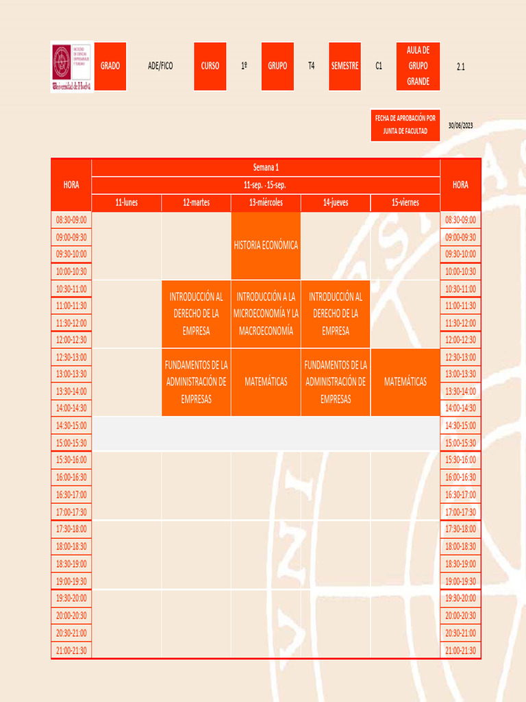 Aula de Grupo Grande Grado Curso Grupo Semestre: 2.1 Ade/Fico 1º T4 C1 | PDF