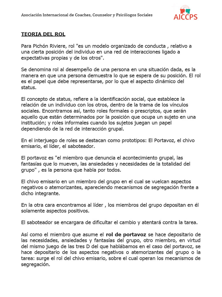 Teoria Del Rol | PDF