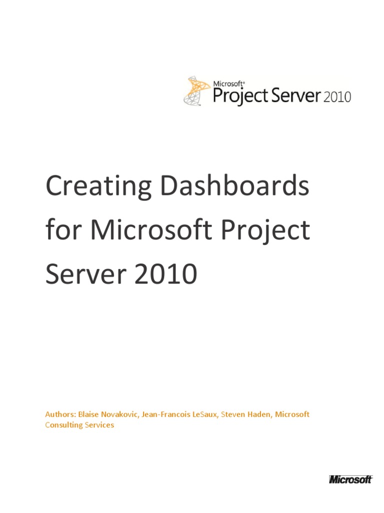 Creating Dashboards For Microsoft Project Server 2010 | PDF | Share Point | Microsoft Excel