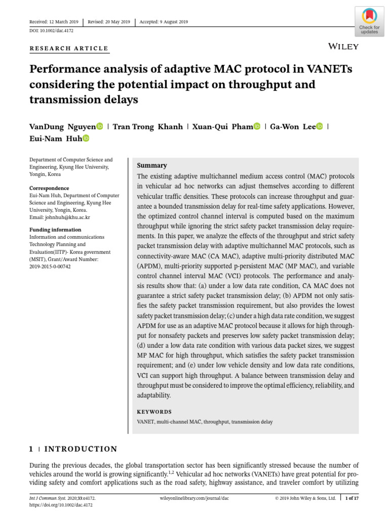 Performance Analysis of Adaptive MAC Protocol in VANETsconsidering The ...
