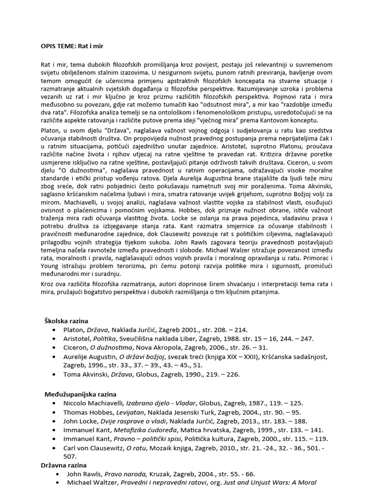 Opis Teme I Popis Literature | PDF