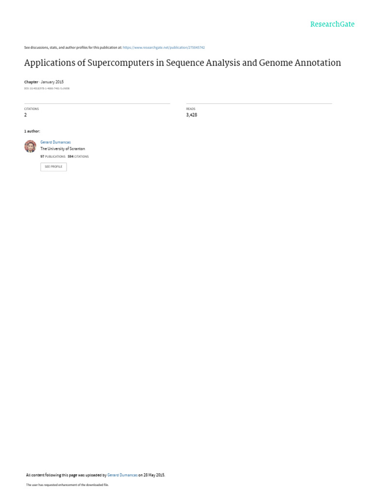 Applications of Supercomputers in Sequence Analysis and Genome ... Applications of Supercomputers in Sequence Analysis and Genome ...