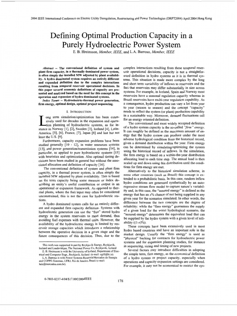 Hydroelectric Capacity Optimization | PDF | Hydroelectricity ...