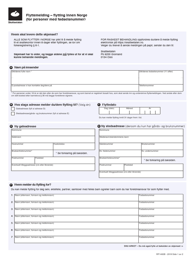 Rf1400b Flytte I Norge | PDF