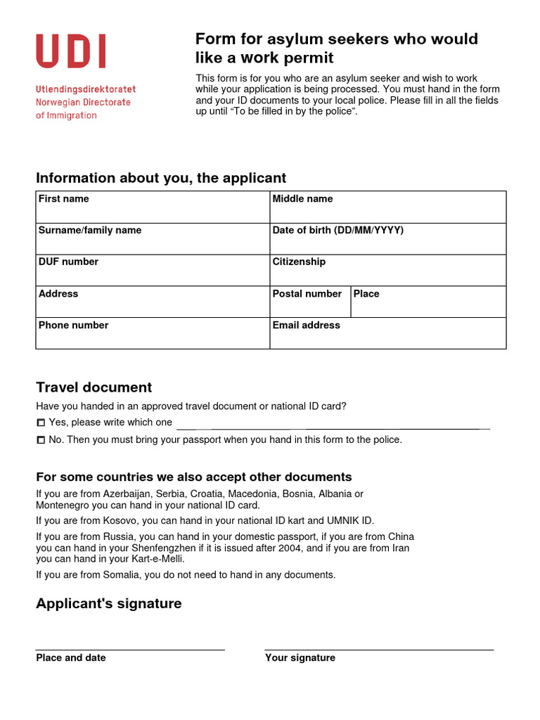 Work Permit Asylum Seekers | PDF