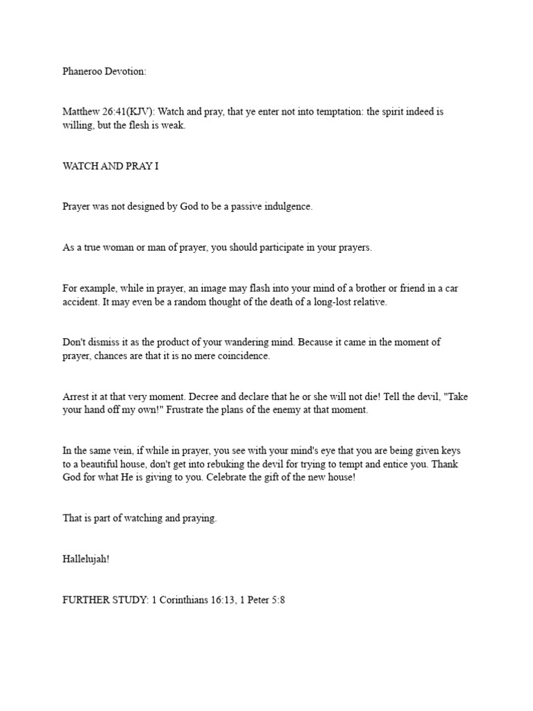 Phaneroo Devotion | PDF | Prayer | Jesus