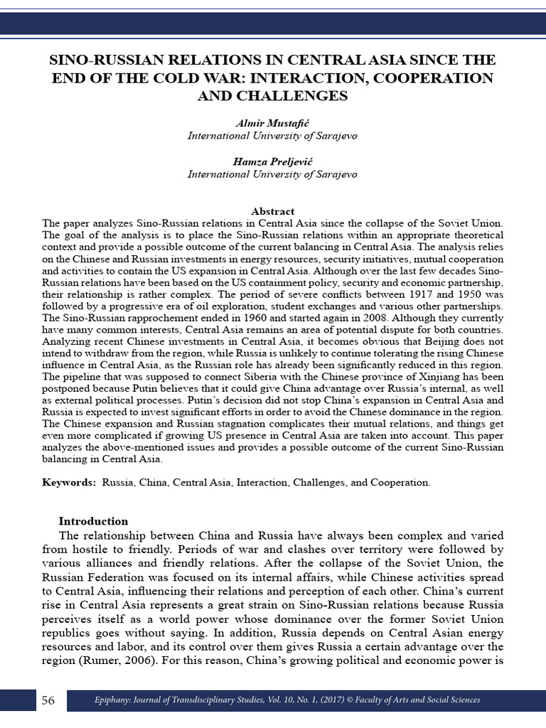 Sino Russian Relations in Central Asia S | PDF | Central Asia | China