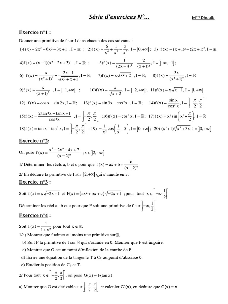 Primitives Bac Math | PDF