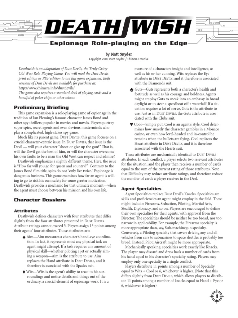 Dust Devils Deathwish | Download Free PDF | Espionage | James Bond