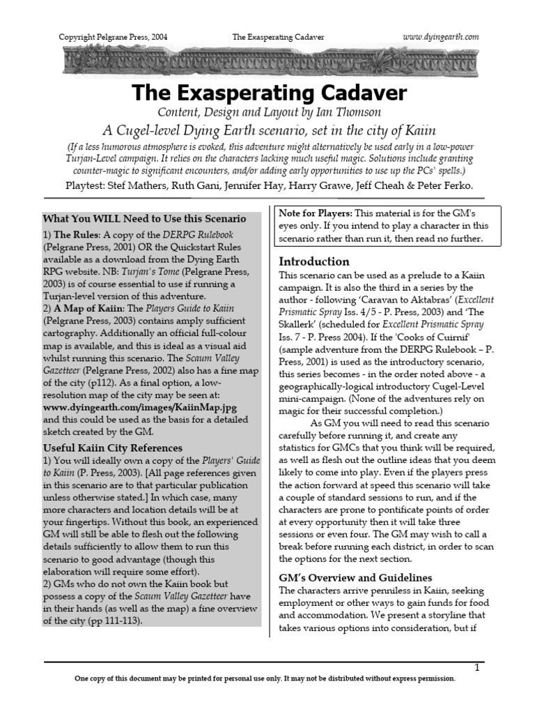 The Exasperating Cadaver | PDF