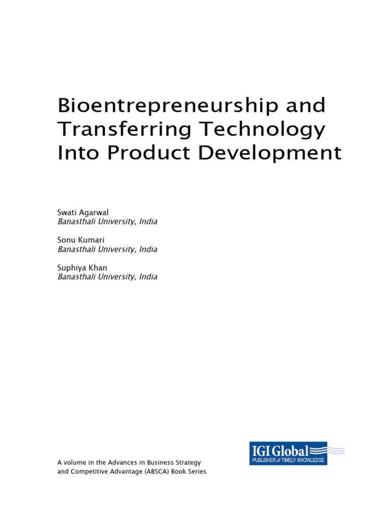 Bioentrepreneurship and Transferring Technology Into Product Development | PDF